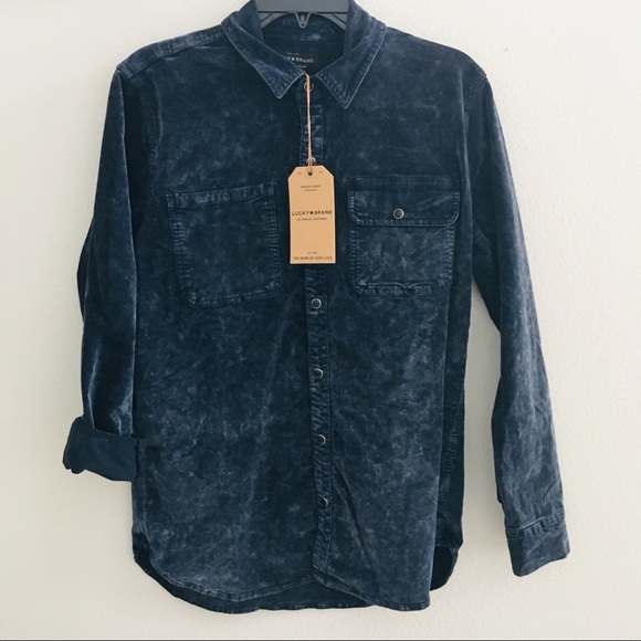 Lucky Brand | Tops | Lucky Brand Button Down Velour Shacket Jacket Top ...